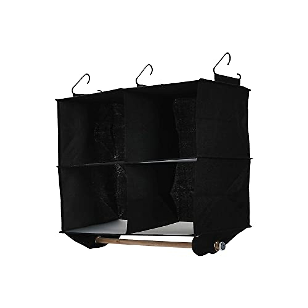 Household Essentials 4 Pocket Wide Organizer with Hangbar, Black