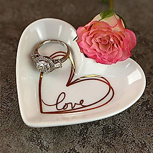 Kate Aspen Shaped Ceramic with Gold Foil Trinket Dish, Love Heart Small,