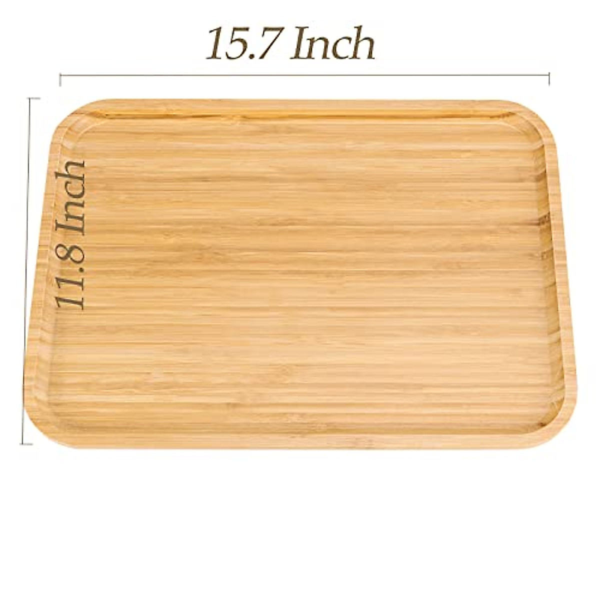 HEIHAK 2 Packs 15.7 x 11.8 x 0.8 Inch Rectangle Bamboo Trays, Decorative Bamboo Serving Platters, Natural Bamboo Serving Tray Wooden Breakfast Tray for Food, Coffee, Fruits, Bread, Cheese