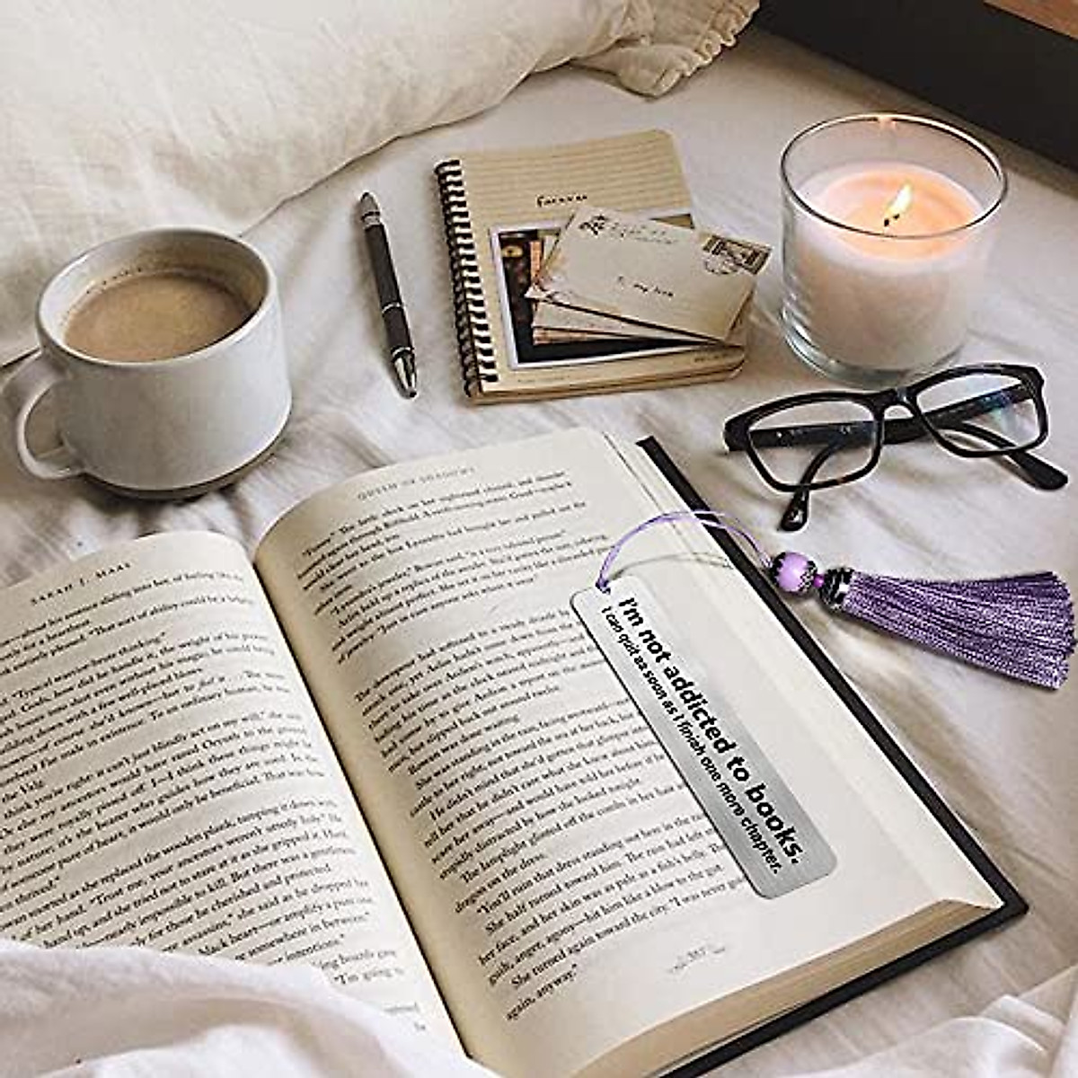 DYJYBMY I'm Not Addicted to Books I Can Quit As Soon As I Finish One More Chapter, Metal Bookmark, Engraved Bookmark, Teacher Gift, Book Club Gift for Women Men Book Lover Friends Librarian