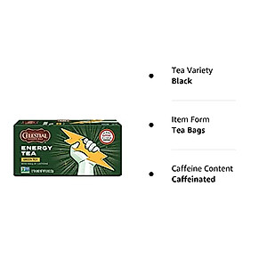Celestial Seasonings Energy Green Tea, Caffeinated, 12 Tea Bags Box, (Pack of 6)
