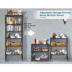 6-Tier Wire Shelving Metal Storage Rack, Adjustable Shelving Unit Free Standing Storage Shelf with Leveling Feet, 24"Lx14"Wx60"H Storage Shelves Organizer Unit for Office Studio Plant Craft, Black