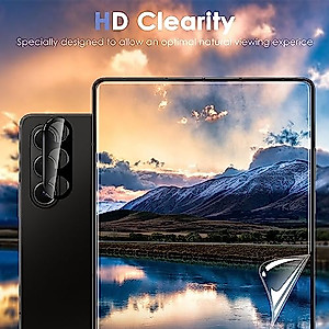 Asstar [2+2Pack for Samsung Galaxy Z Fold 5 Screen Protector,2 Pack Soft Flexible EPU Film Inner Z Fold 5 Screen Protector (Not Glass) 2 Pack 9H Camera Lens Protector,Anti-Scratch Case Friendly