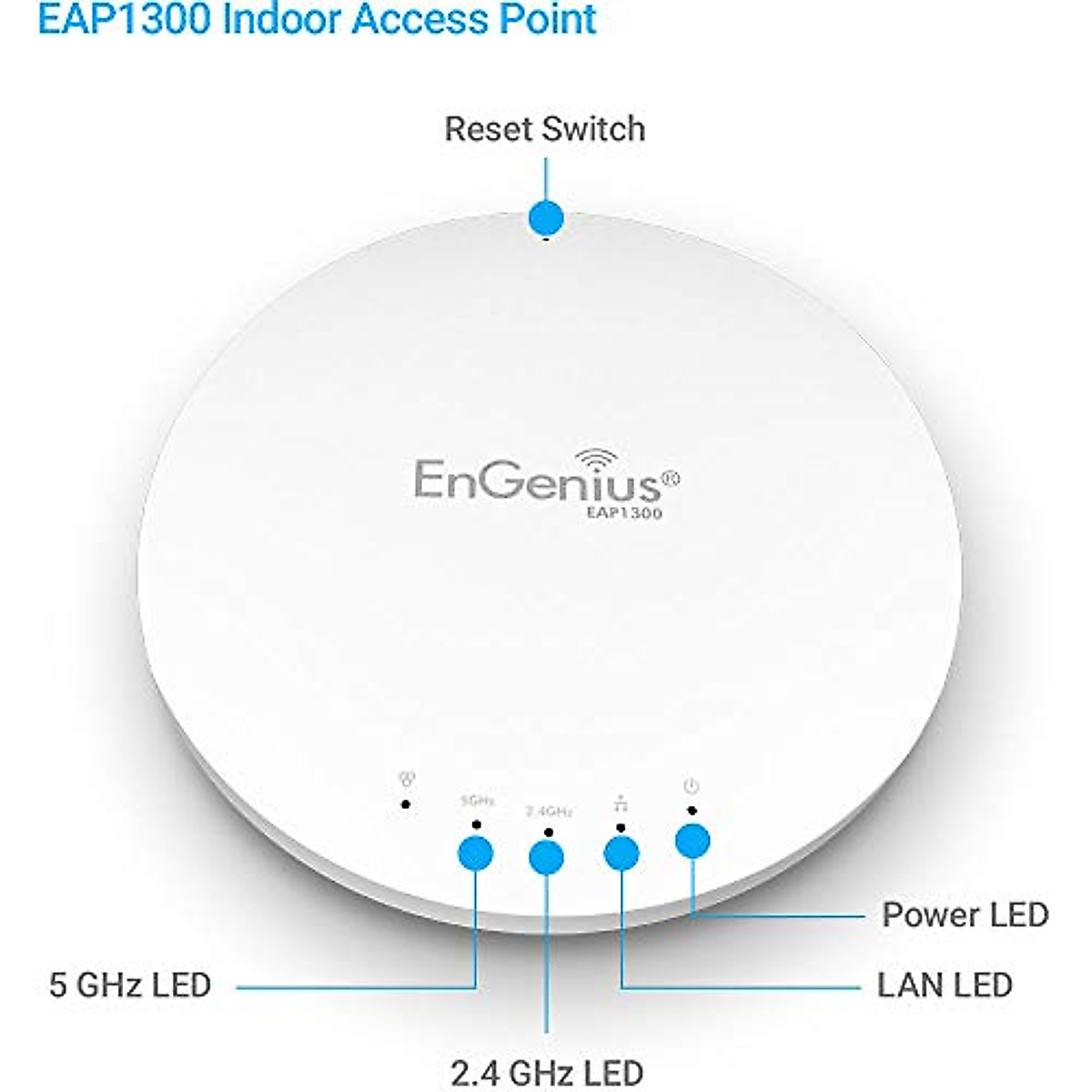 EnGenius Technologies EAP1300 Wi-Fi 5 (802.11ac Wave 2) 2x2 Managed Indoor Wireless Access Point Features Quad-Core Processors, MU-MIMO, High Powered 23dBm, GigaE Port (Mounting Kit Included)