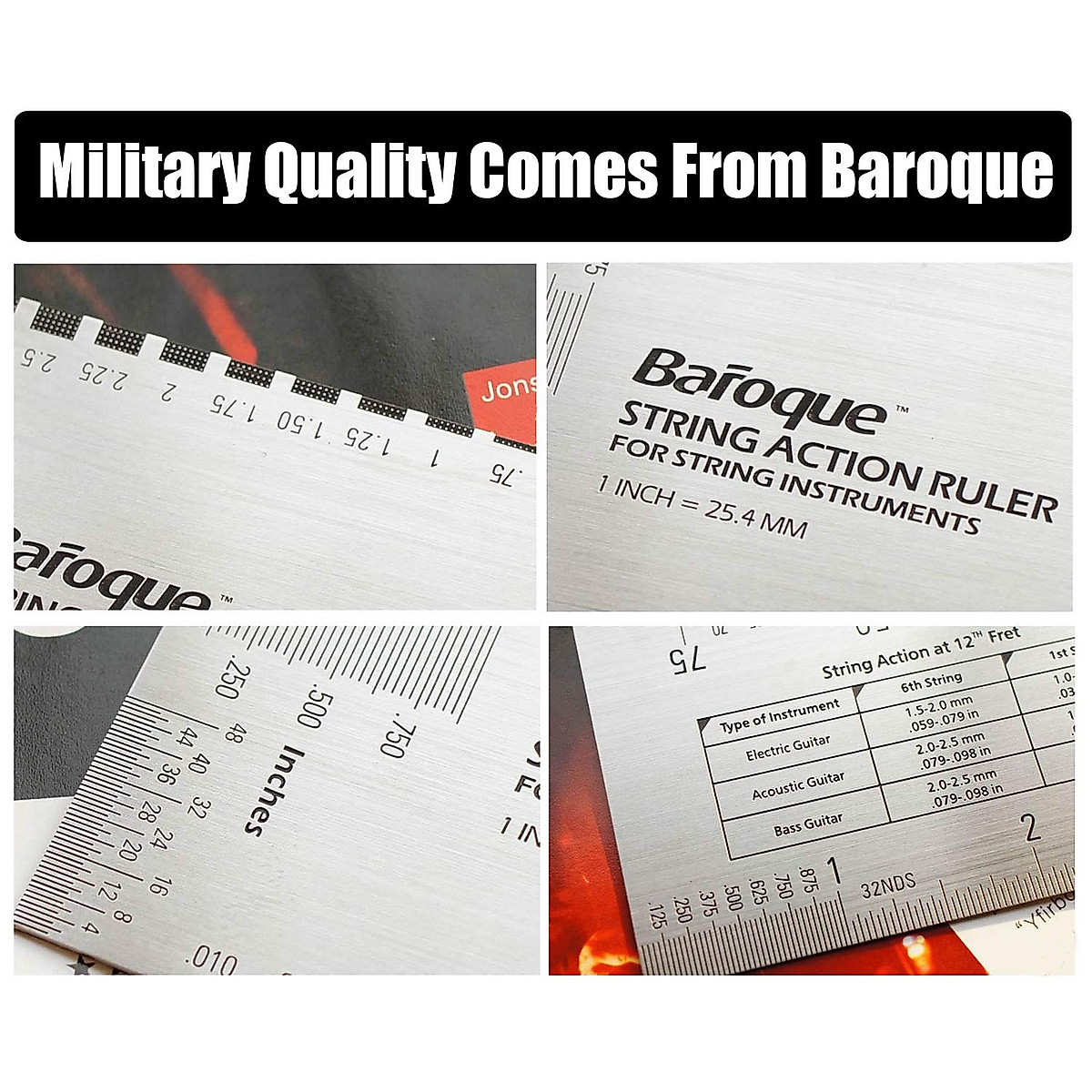 String Action Ruler Gauge,Guitar Repairing Tool for Luthier,Fit for Guitar,Ukulele,Bass,Banjo,Mandolin