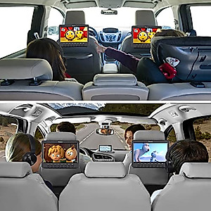 NAVISKAUTO 10.1" Dual Car DVD Players with HDMI Input 2 Headphones Mounting Bracket Support 1080P MP4 Video Region Free (2 x Headrest DVD Players)