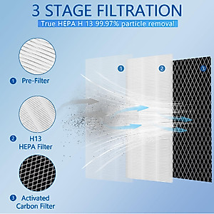 LOSKLENO 25 Replacement Filter 4 PACK Compatible with 25 Air Purifier, True HEPA 13 Fit for 25 Series Air Purifier B1/S1/W1 Models