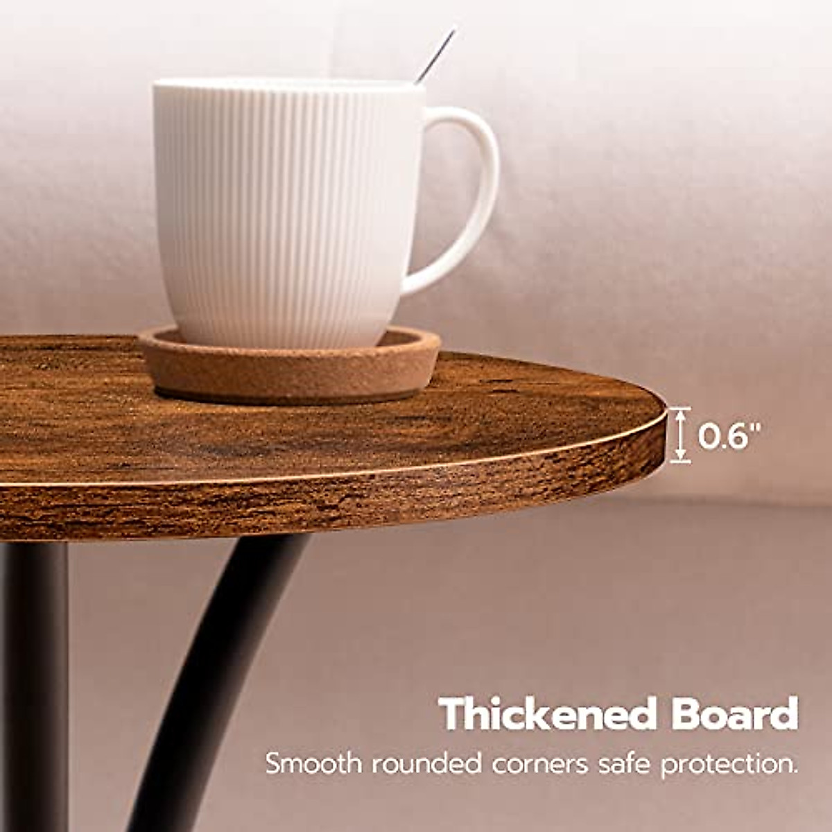 HOOBRO Side Tables, Set of 2 Round End Table, Industrial Sofa Couch Table, X Base Home Decor Accent Table for Small Space in Living Room, Bedroom and Balcony, Stable Metal Frame, Rustic Brown BF06BZ01