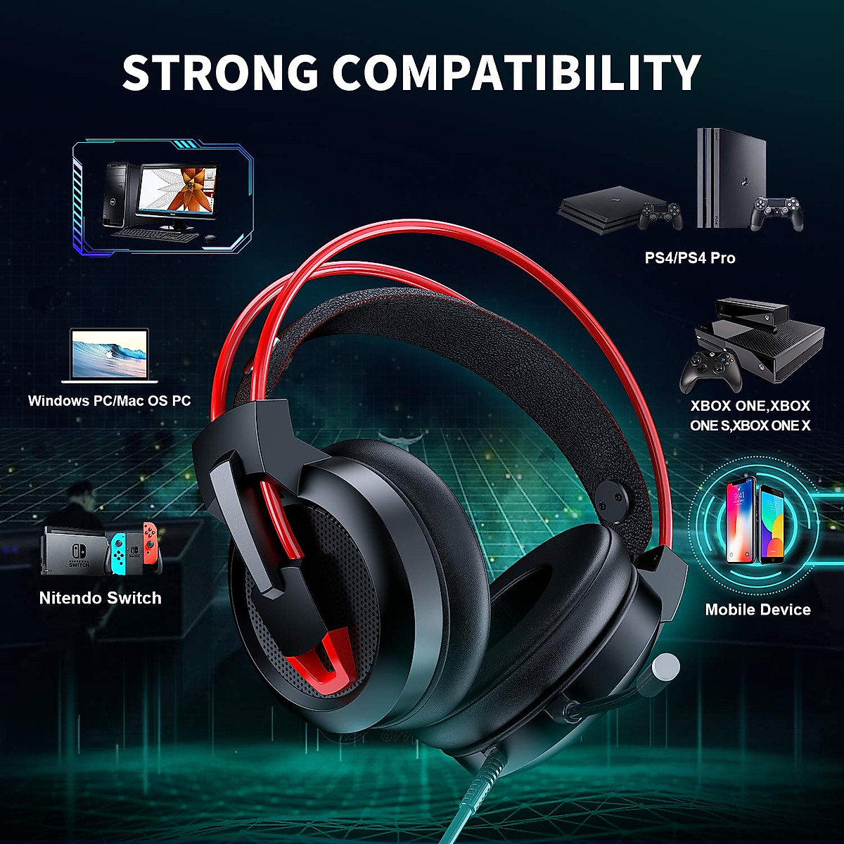 Zentouch Gaming Headset, Stereo Headset with Noise Cancelling and Mic, Over Ear Headset for PS4 PC Laptop