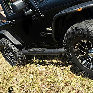 ARIES AL231008 Big Step 4-Inch Round Black Aluminum Nerf Bars, Select Jeep Wrangler JK