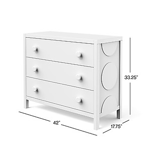 Child Craft Orbit Crib, Dresser and Chest Nursery Set, 3-Piece, Includes 4-in-1 Convertible Crib, Dresser and Chest, Grows with Your Baby (Matte White)