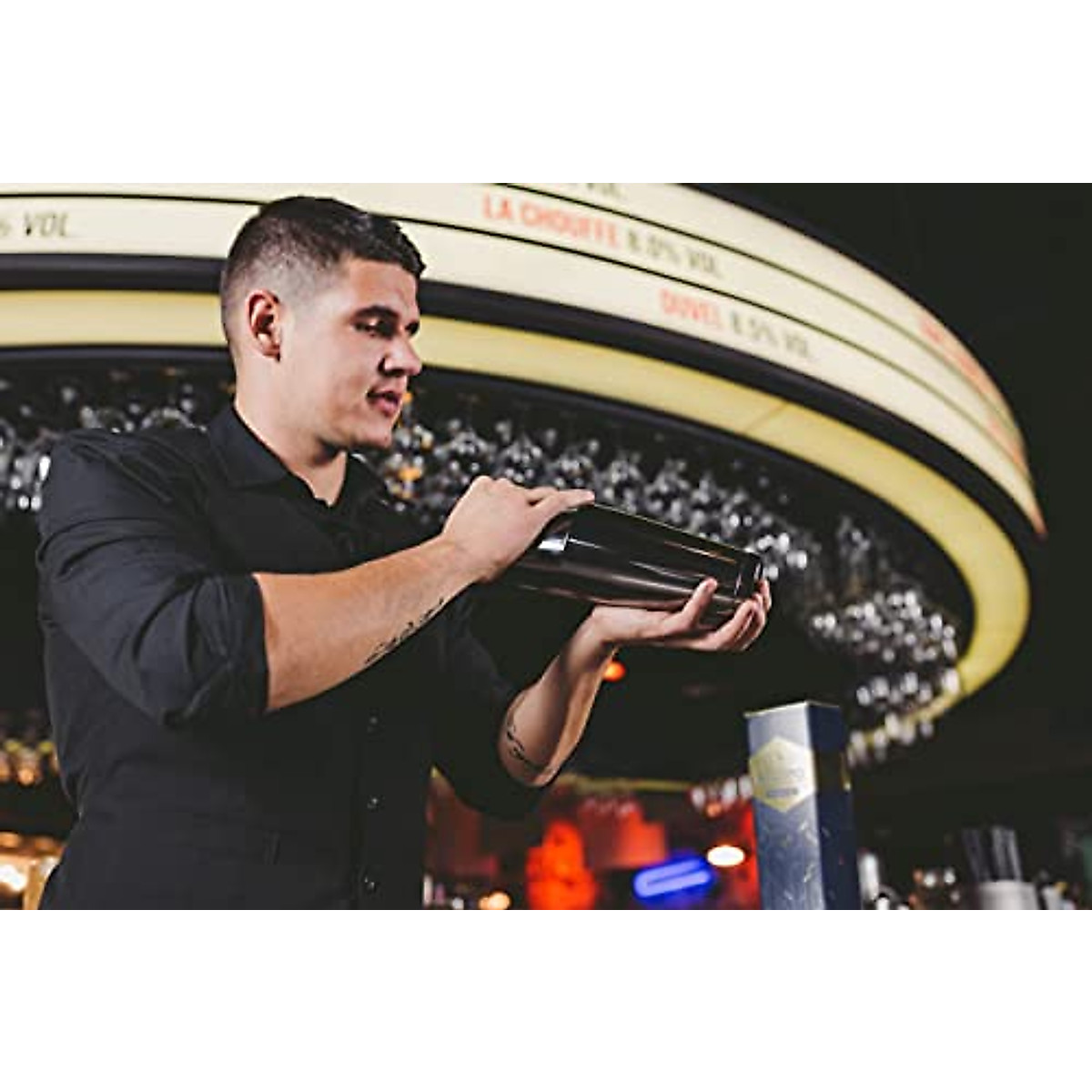 ALOONO 11-Piece Black Boston Cocktail Shaker Set Bartender Kit | Drink Mixer Bar Set | Cocktail Set Bar Accessories: Martini Shaker, Strainer, Jigger, Muddler, Spoon, & More