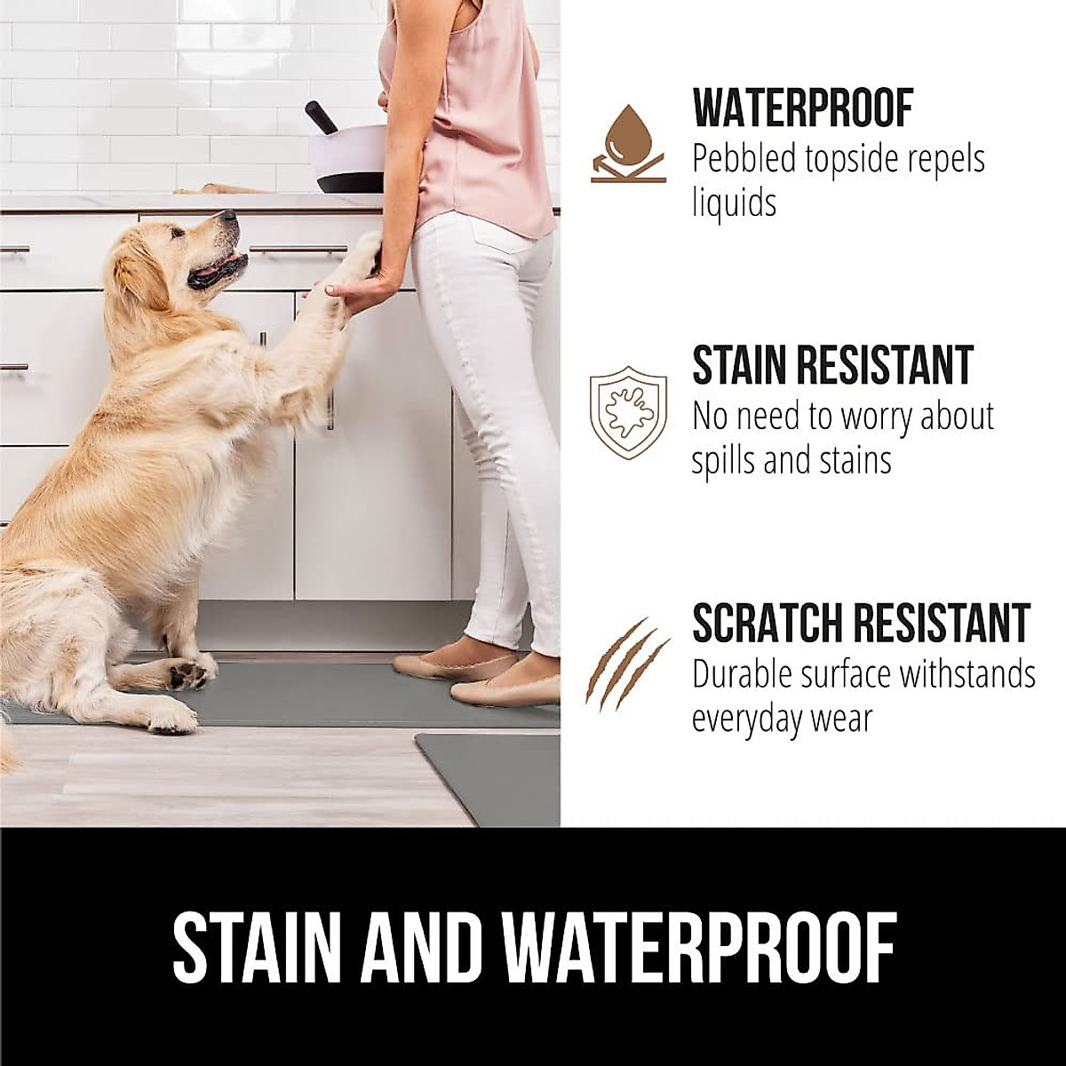 Gorilla Grip Antifatigue Mat Set of 2 and Chair Pads Set of 2, Antifatigue Mats Size 17x48 and 17x24, Supportive Memory Foam, Chair Cushion Size 16x16, Microfiber, Both in Gray, 2 Item Bundle