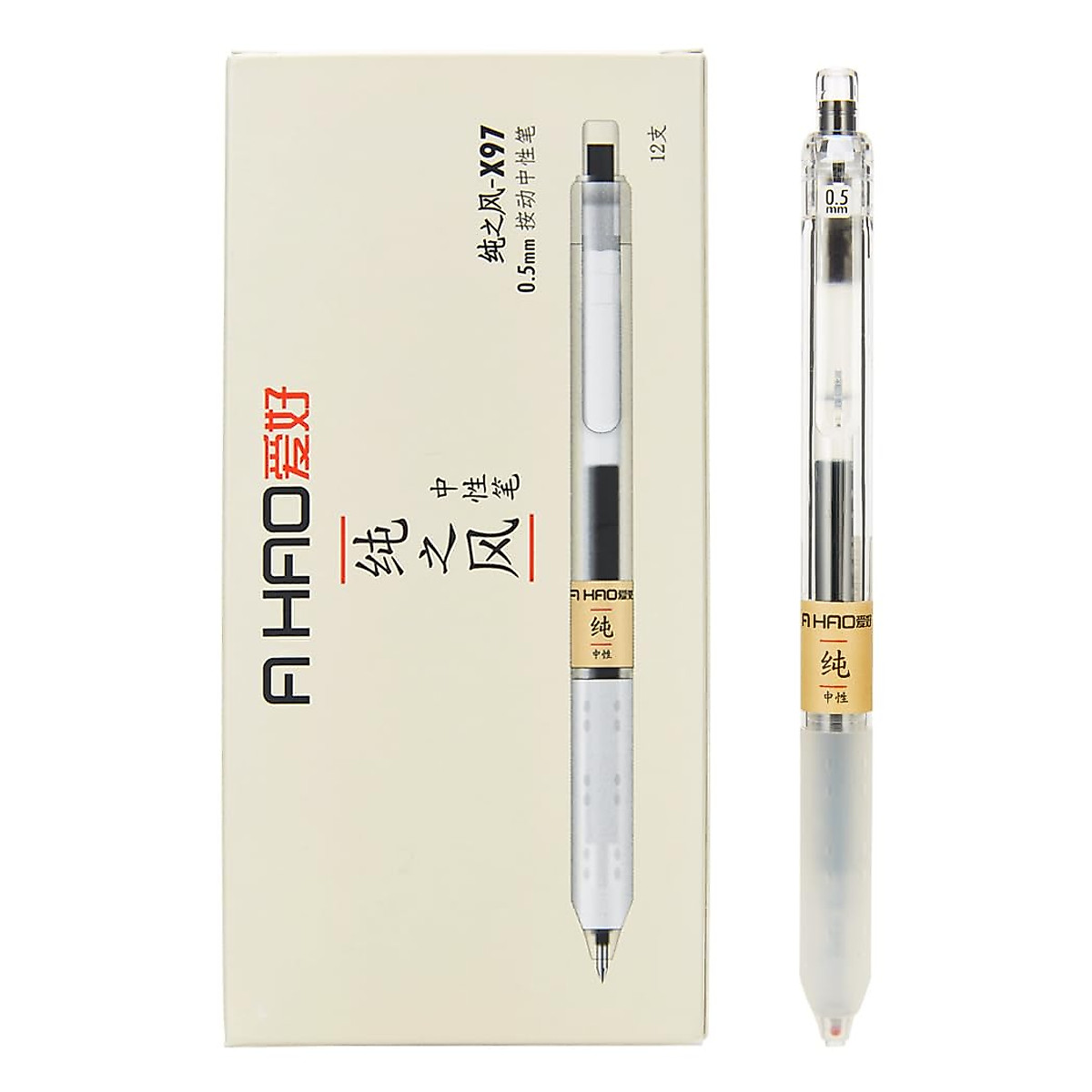 czxwyst X97 Retractable Gel Ink Pens 0.5mm Fine Point (Black Color 12-Pack)