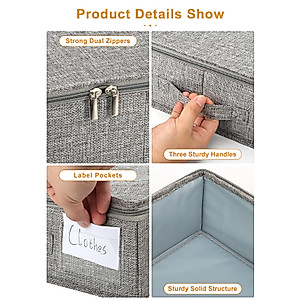 punemi Under Bed Storage Containers, 2 Pack 4.5 Inch Tall Low Profile Underbed Clothes Storage Organizer Bin with Sturdy Side & Bottom Support, Use as Clothes Organizer, Pillow and Blanket Organizer