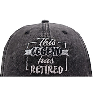 Funny Retirement Gifts for Men and Women, This Legend Has Retired Baseball Cap, Adjustable Embroidered Vintage Cotton Denim Hats for Dad, Mom, Grandma, Grandpa