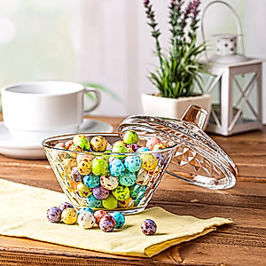 Crystalia Decorative Glass Candy Jar with Lid, Crystal Cut Small Candy Dish for Office Desk or Home, Cute Glass Sweet Cookie Container, Elegant Candy Service Buffet, Glass Sugar Canister