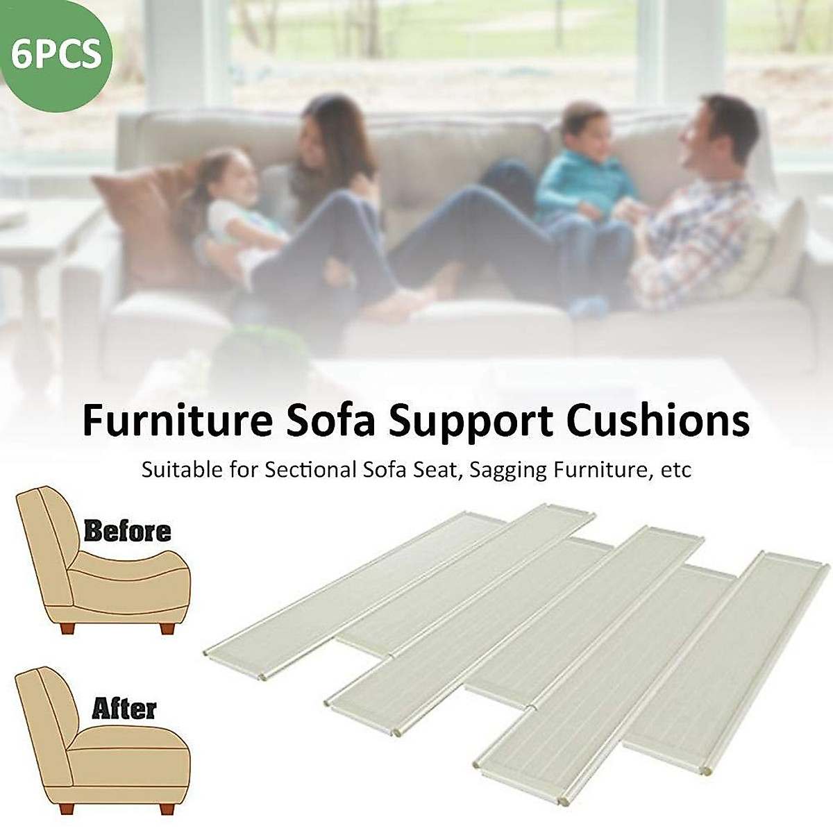 Activane Furniture Sofa Support Cushions Sofa Protector Boards Deluxe Couch Strengthener Sofa Flat Pad Seat Sagging Furniture Support 6pcs