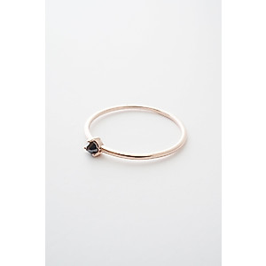 Honeycat Black Iron Ore Crystal Point Ring in 18k Rose Gold Plate | Minimalist, Delicate Jewelry (RG, 6)