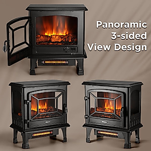 TURBRO Suburbs 20 in. Electric Fireplace Infrared Heater with Crackling Sound, Freestanding Fireplace Stove with Realistic Flame Effect, CSA Certified, Overheating Protection, Easy to Assemble, 1400W