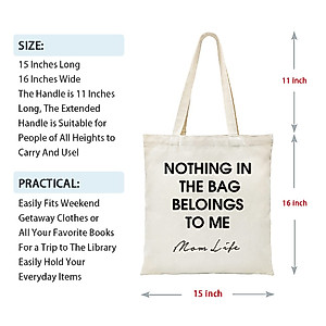 ZHANTUONE Canvas Tote Bag，Nothing In The Bag Beloings To Me，Funny Mom Canvas Tote Bag，New Baby Gift，Mom Birthday Gifts，Baby Shower Gifts，Mothers Day Gifts ，For New Mom Maternity Gift，Pregnancy Gift