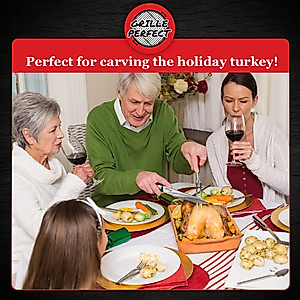 Meat Carving Knife Set with Fork - Meat Carving Knife - Knife Carving for Meat - Carving Fork Set - Turkey Carving Set Kitchen - Carving Knife for Ham - Meat Carving Tools Sets