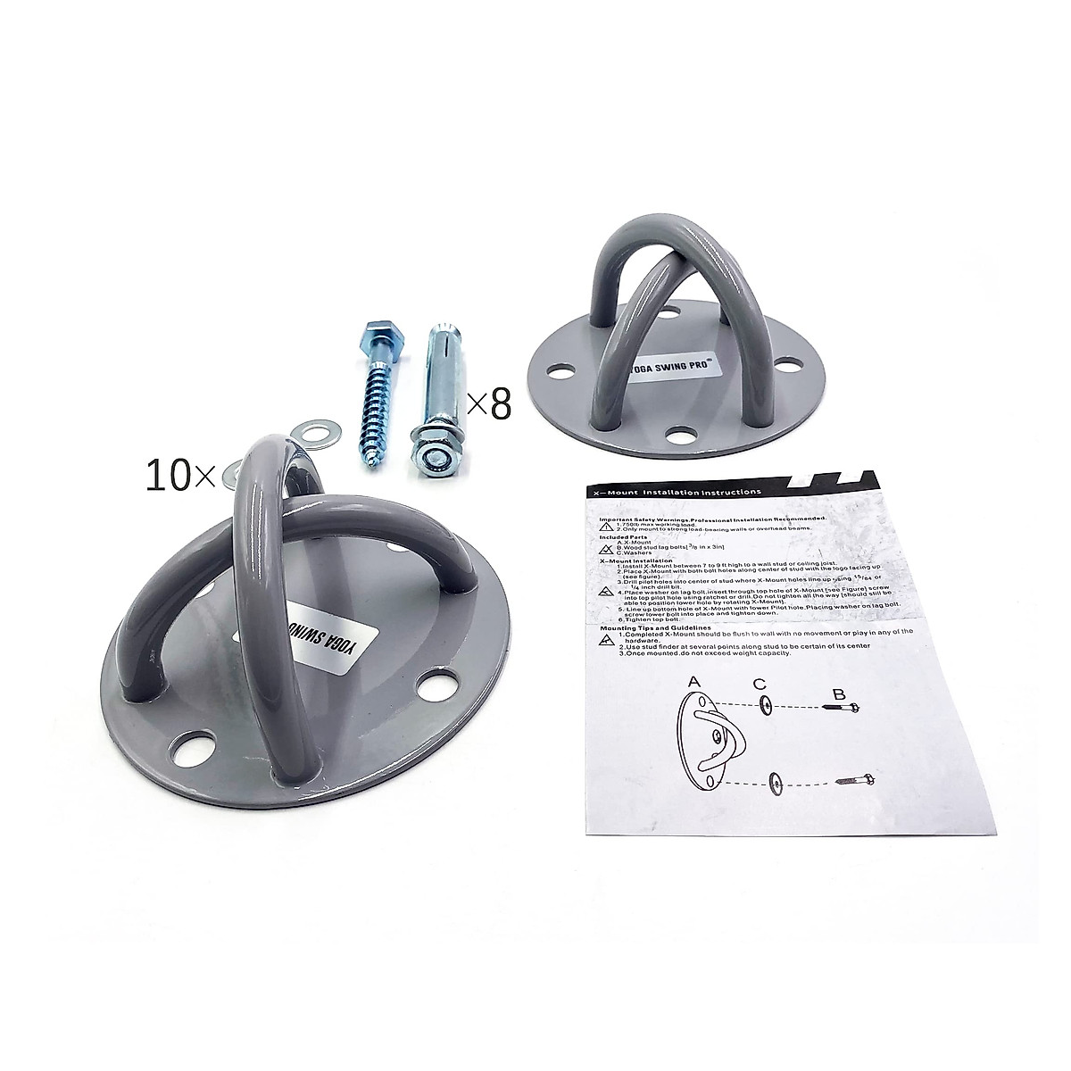 YOGA SWING PRO Premium Aerial Hammock Anti Gravity Yoga Swing Kit with Pack of 2 Heavy Duty Ceiling Hooks - Acrobat Flying Sling Set for Indoor and Outdoor Inversion Therapy