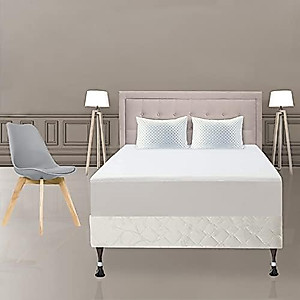 Nutan Pillow Top Mattress, Box Spring, Bed Frame, Bedbug Protector, and Pillow Set, Medium Firm Double Sided Mattresses Comfy Head Pillows, Waterproof Covering, Durable Support, Leg Support, Full XL