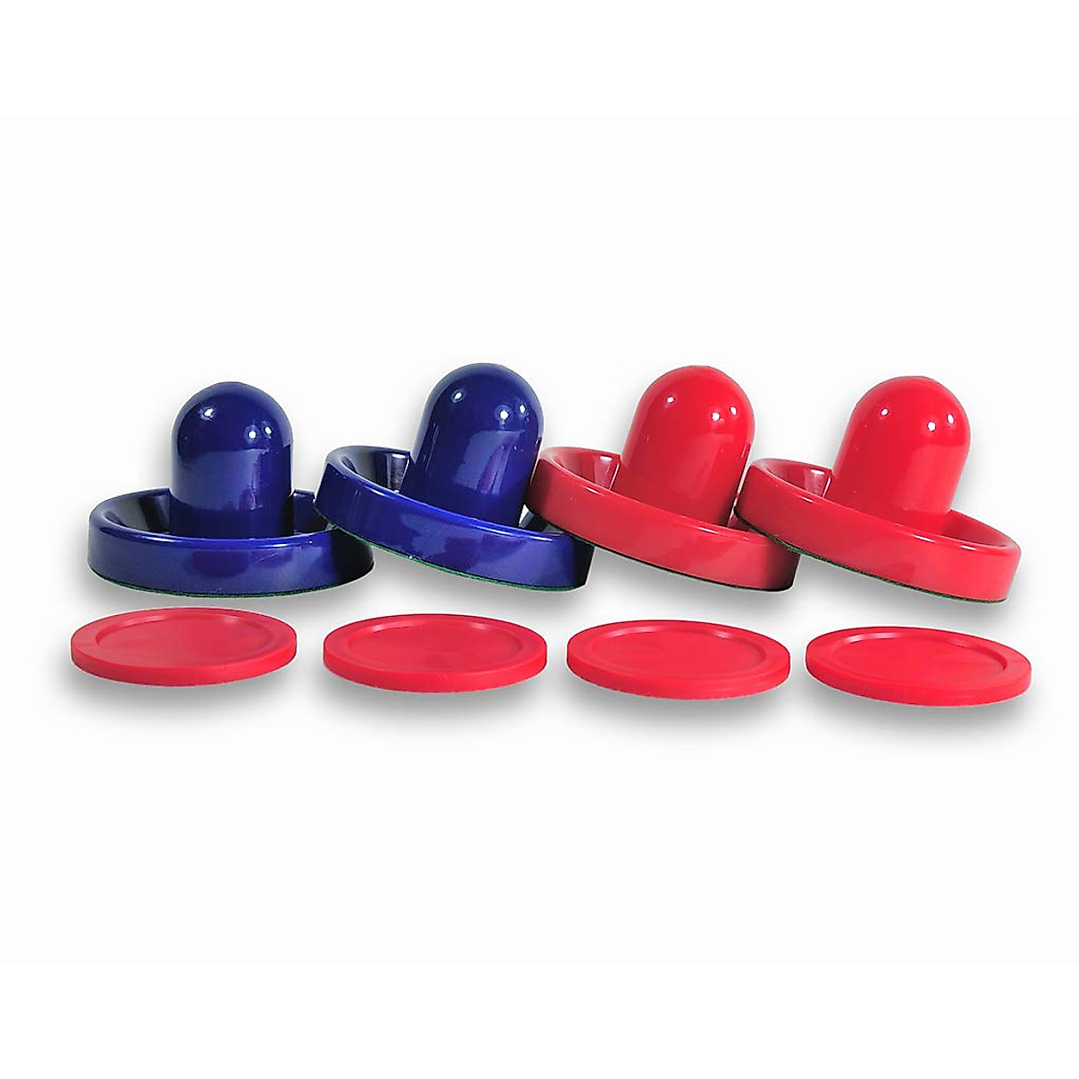 Lemon home Two Colored of Air Hockey Pushers and Red Air Hockey Pucks, Goal Handles Paddles Replacement Accessories for Game Tables (4 Striker, 4 Puck Pack) (C)