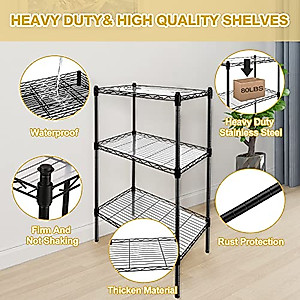 3-Tier Wire Shelving Unit and Storage, Adjustable Shelves for Storage Heavy Duty Metal Wire Rack Shelving for Garage Kitchen Pantry Closet Laundry Load 400LBS (23.5 x 13.5 x 35.5 inch)