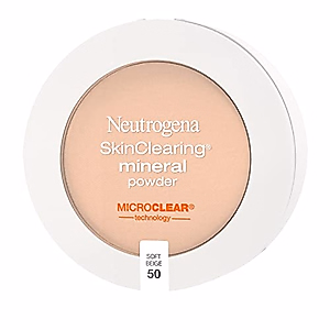 Neutrogena SkinClearing Mineral Acne-Concealing Pressed Powder Compact, Shine-Free & Oil-Absorbing Makeup with Salicylic Acid to Cover, Treat & Prevent Breakouts, Soft Beige 50.38 oz