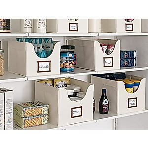 StorageWorks Closet Storage Bins, Open Front Cube Storage Bins with Cutout Window and 2 Handles, Foldable Fabric Clothes Organizer, Large, Beige, 2-Pack