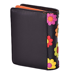 Visconti Sunshine DS-80 Womens Floral Multi Colored Bifold Wallet - Black Multi