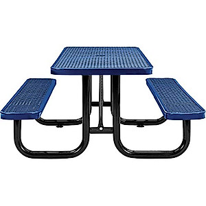 Global Industrial 72" Rectangular Picnic Table, Surface Mount, Blue