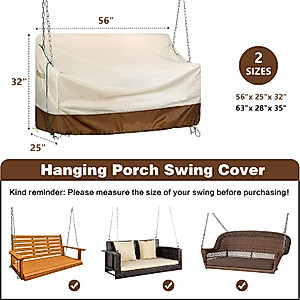 CHENGWEI Hanging Porch Swing Cover 56 Inch Outdoor Swing Chair Cover Waterproof Patio Swing Cover(56x25x32 Inches)