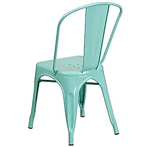 Flash Furniture Commercial Grade Mint Green Metal Indoor-Outdoor Stackable Chair
