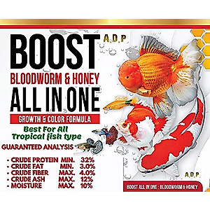 A.D.P. Fish Booster Bloodworm Honey 100 g. Goldfish Food & All Tropical Fish Food Small Floating Pellet Grow Faster & Color Enhancing High Protein 32% Aquarium Baby Fish Newborn Fry Fish Feed Care