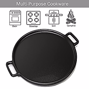 Home-Complete Cast Iron Pizza Pan-14” Skillet for Cooking, Baking, Grilling-Durable, Long Lasting, Even-Heating and Versatile Kitchen Cookware