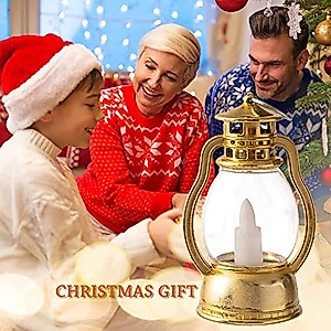 Halloween Lanterns Decorations, Retro Flickering LED Candle for Outdoor Patio Yards, Festive Decorative Desktop LED Centerpiece Lantern Red Bronze Flickering Light