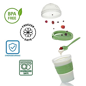 Areste Reusable Yogurt Parfait Cups with Lids and Spoons, BPA-Free Take and Go Containers for Cereal, Oatmeal, or Snacks, Colorful Set of 4, Large 20 oz – Perfect for Breakfast and Meal Prep