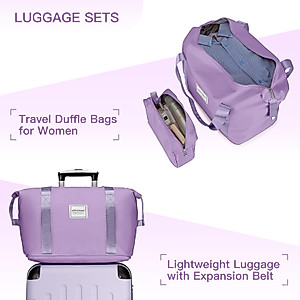 LARVENDER Luggage Sets 5 Piece, Expandable Luggage Set Clearance for Women, Suitcases with Wheels, Hardside Hard Shell Travel Luggage with TSA Lock (Lavender, 5pcs)
