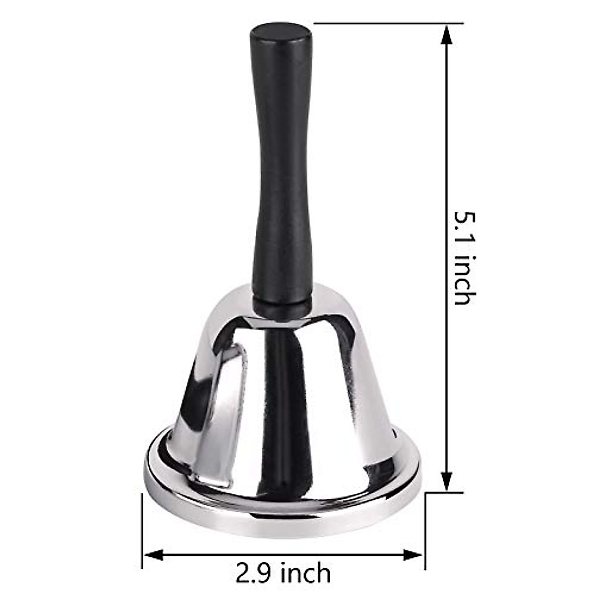 MROCO Loud Hand Bell, Silver Steel Hand Bells for Adults, Dinner Bells for Inside Classroom Bell, for Food Line, Alarm, Jingles, Ringing