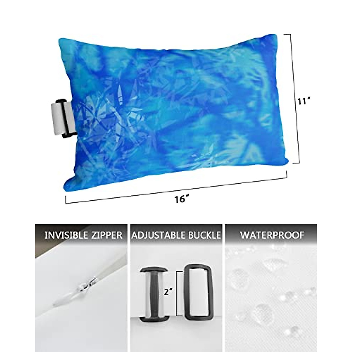 Recliner Head Pillow Ledge Loungers Chair Pillows with Insert Abstract Mystic Mottled Blue Tree Shadow Lumbar Pillow with Adjustable Strap Outdoor Waterproof Patio Pillows for Beach Pool, 2 PCS