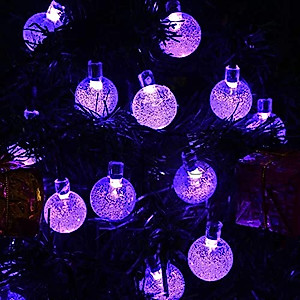 Solar String Lights Outdoor, 35.6ft 60 LED Globe String Lights,Waterproof 8 Modes Solar Patio Lights for Garden, Lawn, Patio, Gazebo, Yard, Outdoors (Purple)