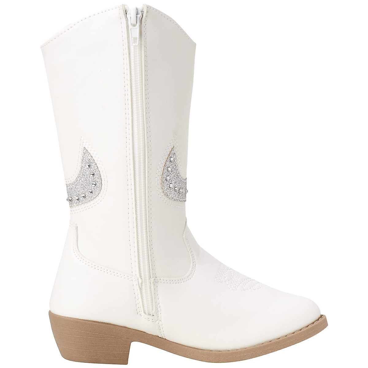 KENSIE GIRL Boots - Girls' Western Cowboy Boots (Toddler/Girl), Size 2 Little Kid, White