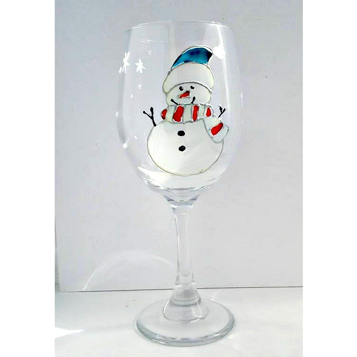 Snowman Hand Painted Holiday Wine Glasses Set of 2