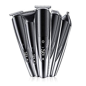 Hatteker Mens Hair Clipper Beard Trimmer Grooming kit Hair Trimmer Mustache Trimmer Body Groomer Trimmer for Nose Ear Facial Hair Cordless Waterproof 5 in 1