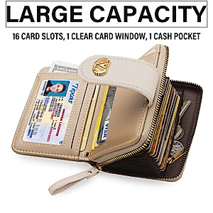 SNUG STAR Multi-Purpose Wallet RFID High Capacity Card Holder Zipper Coin Purse with Wristlet Bracelet Keychain Silicone Beaded Bangle (RFID Silicone Bracelet(16 Cards)-Sand)