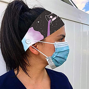 Akabsh Yoga Headbands for Women and Men - Wide Non Slip Design Headband for Running Yoga Fitness Fashion and Other Workouts Headbands with Buttons Running Yoga Elastic Hair Band