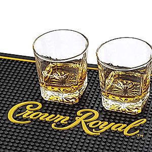 Crown Royal Bar and Spill Mat | Canadian Whiskey Rubber Bar Mat for Drips with Crown Royal Logo | Professional Non-Slip Bar Service Mat, 18 x 12” Compatible